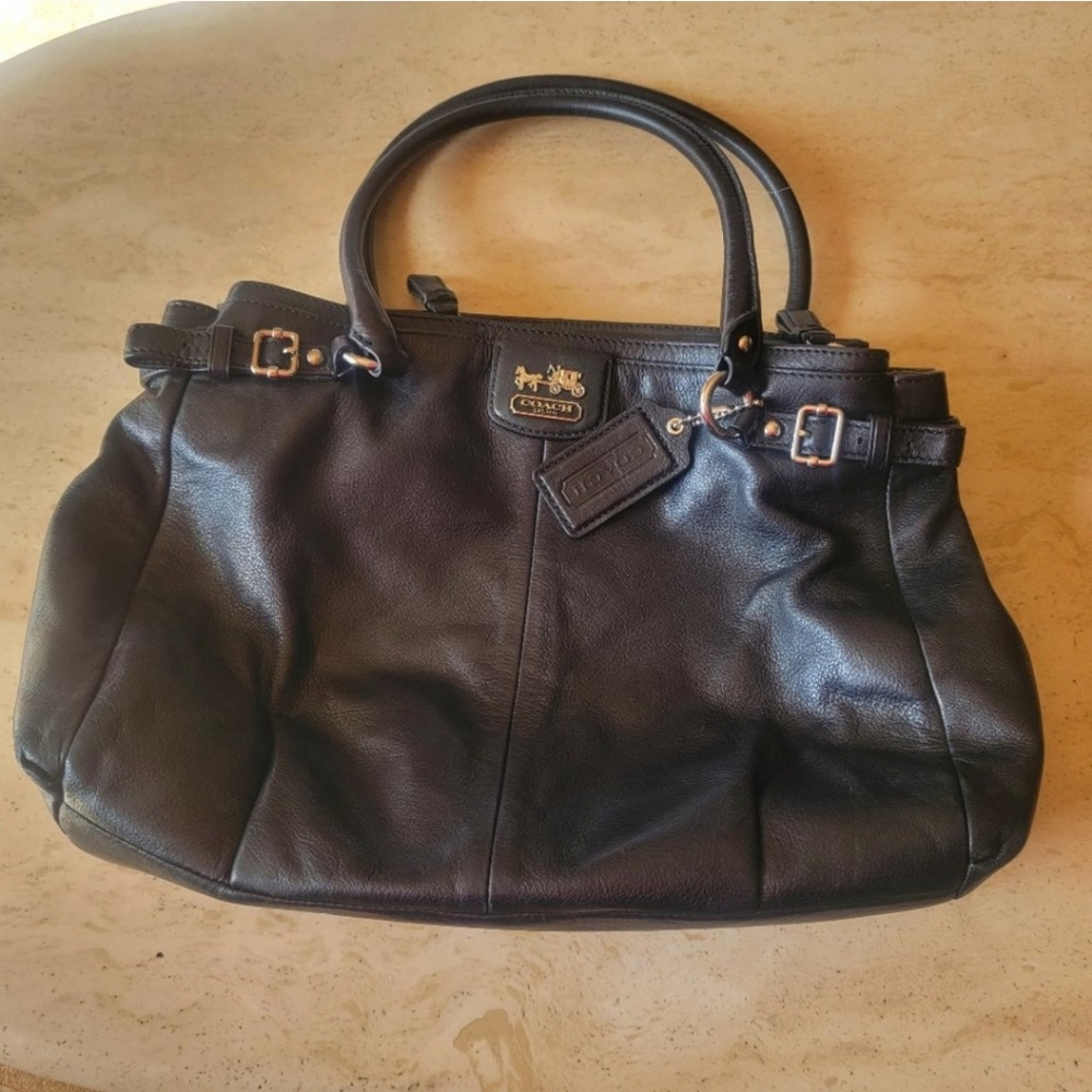 Preloved Large Vintage Coach Bag In Black Soft Leather - Gem